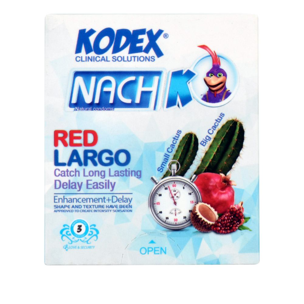 قیمت و خرید کاندوم تاخیری و بزرگ کننده کدکس مدل رد لارگو RED LARGO Nach Kodex بسته 3 عددی | پاورخان